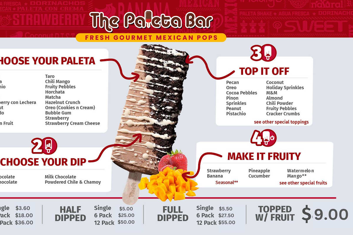 The Paleta Bar Delivery Menu | Order Online | 510 Highway 528 Ste F ...